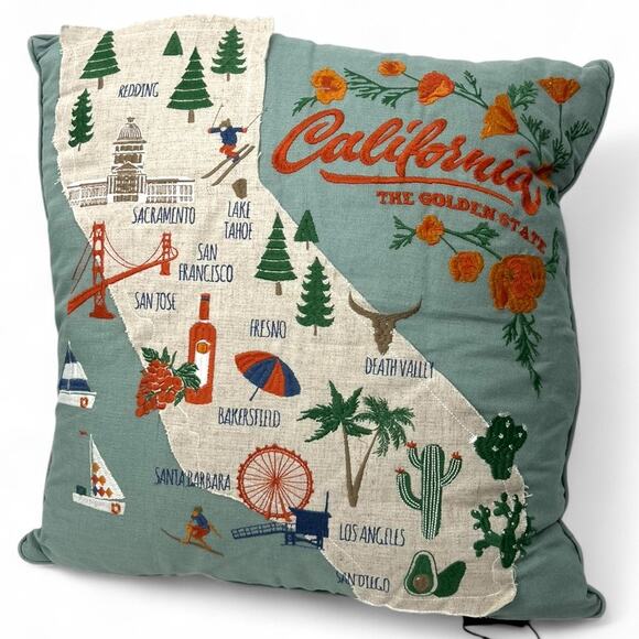 Catstudio | Accents | Nwt Catstudio California Embroidered Pillow Map ...